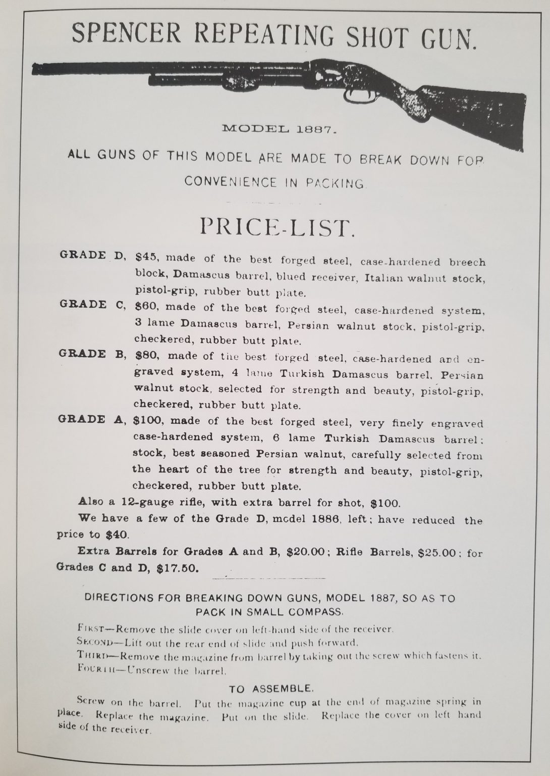 History of the Spencer Shotgun. Part 3 of 3, Model differences ...